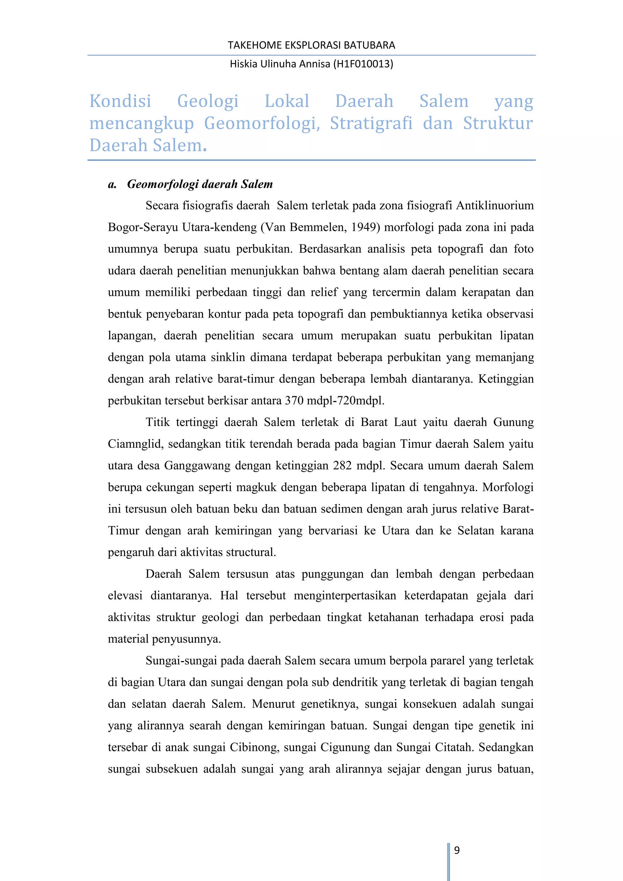 Kondisi geologi regional daerah salem | DOCX