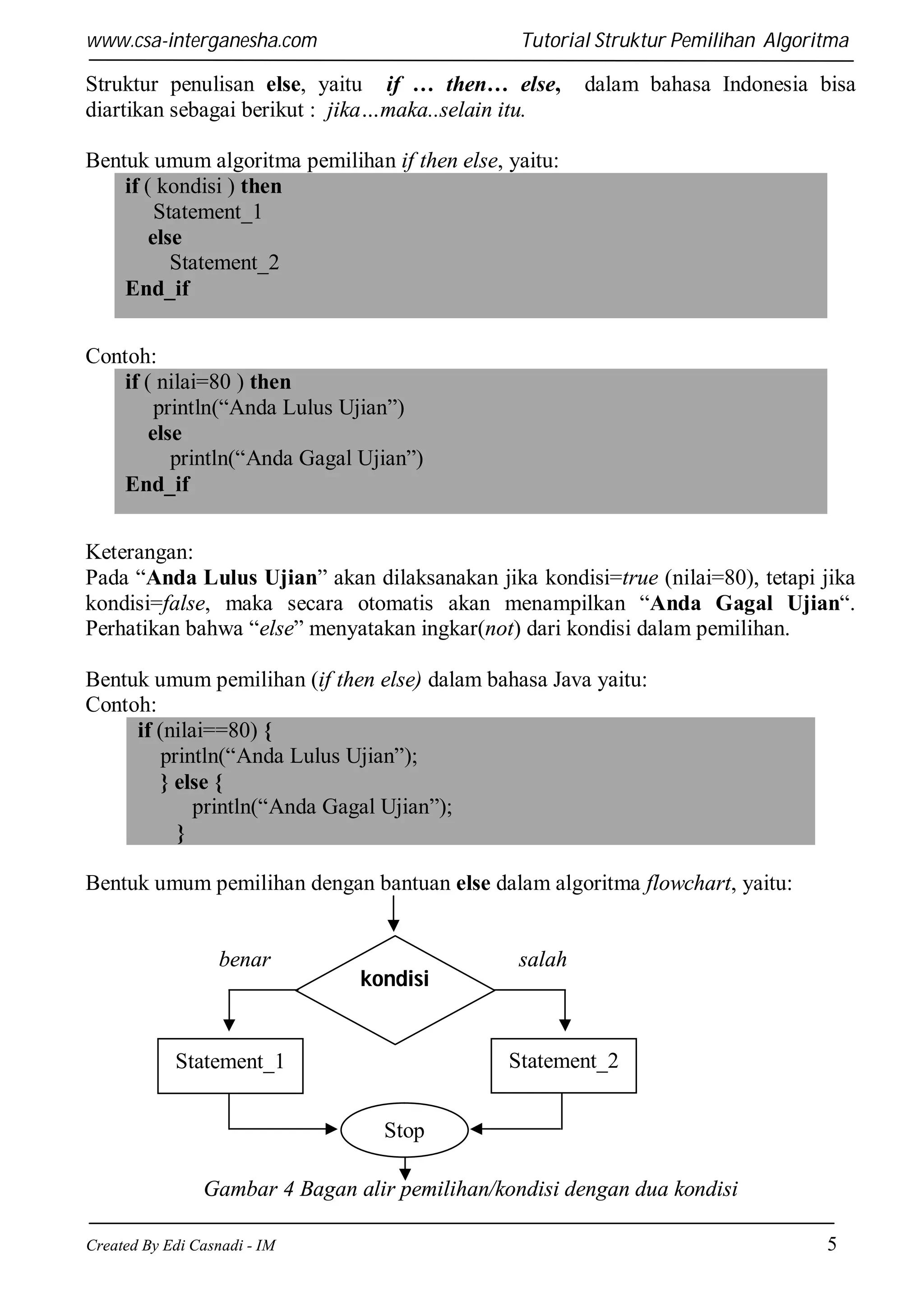 Kondisional If then Algoritma | PDF