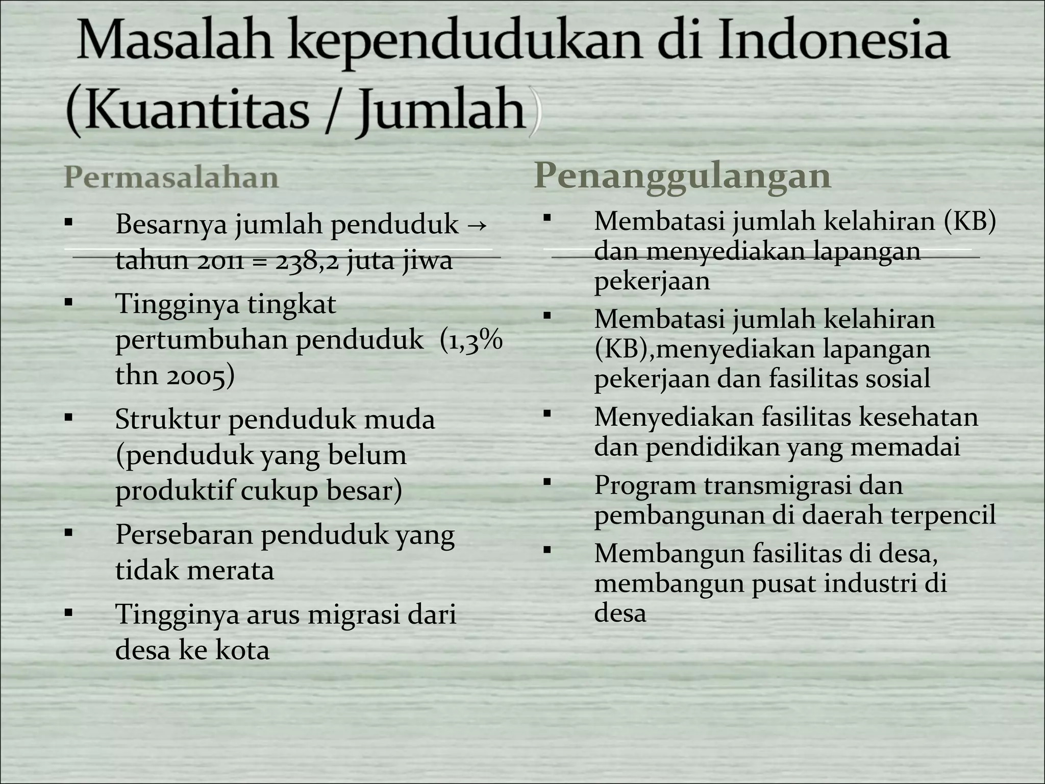 Kondisi penduduk indonesia | PPT