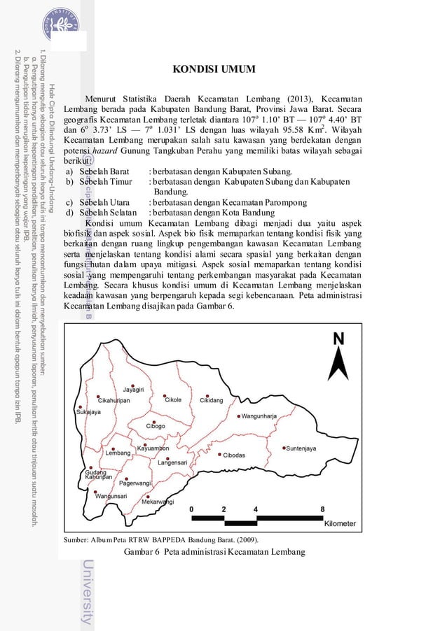 KONDISI UMUM. Gambar 6 Peta administrasi Kecamatan Lembang. Sumber ...