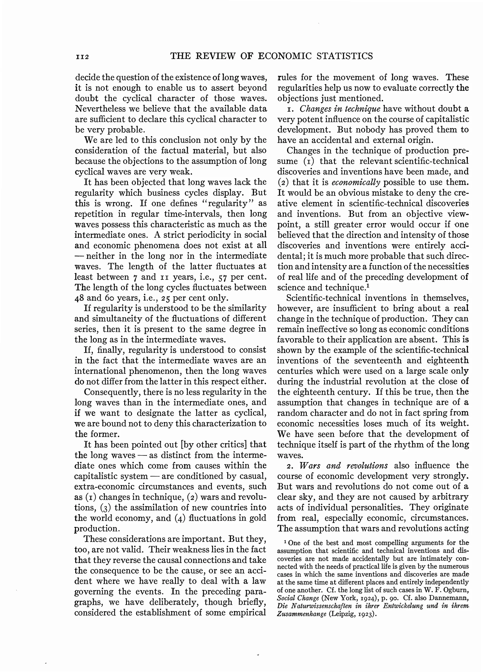 Kondratieff Cycles - The Long Waves In Economic Life (1935) | PDF