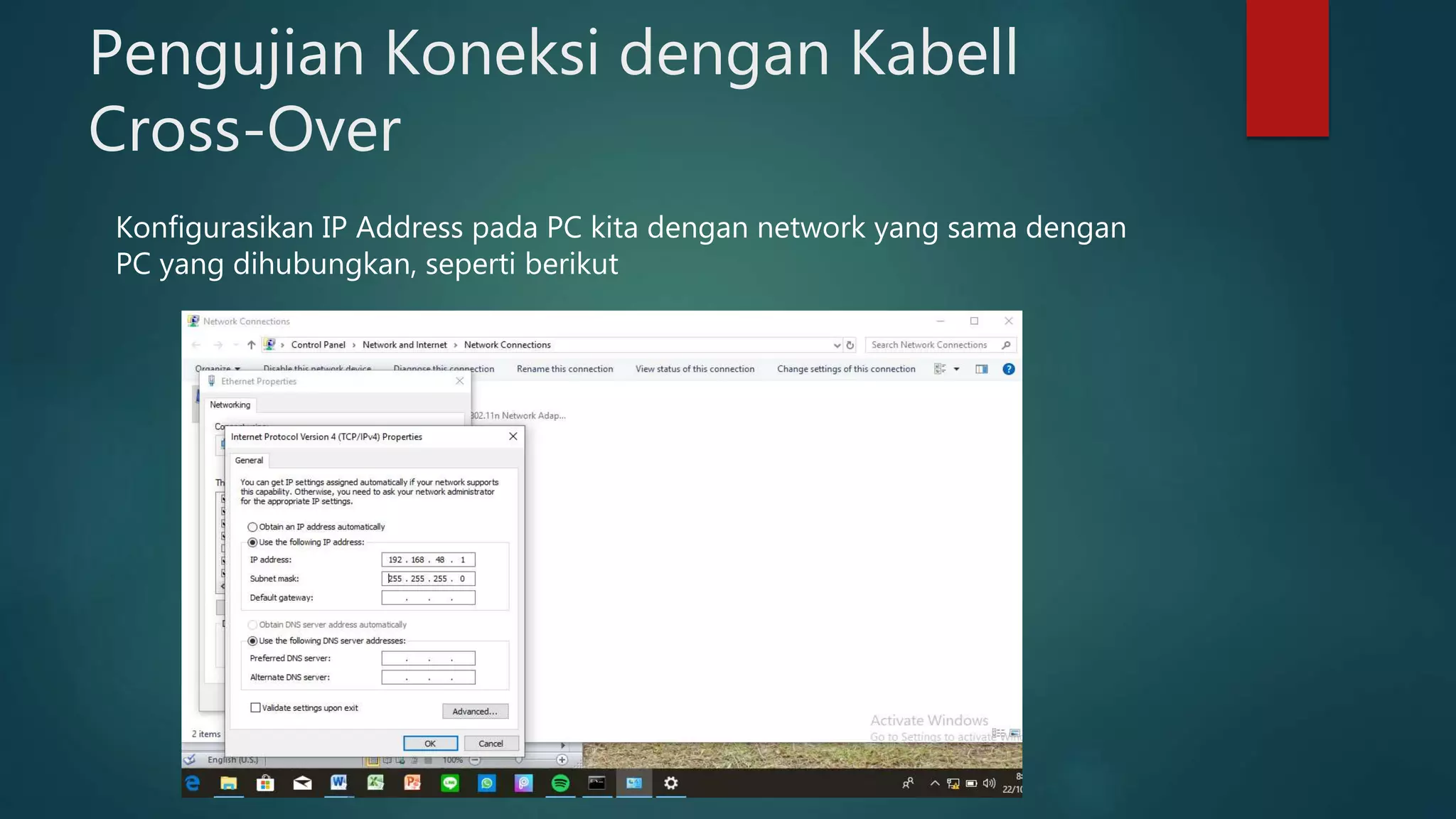 Koneksi antar komputer dengan kabel cross over | PPTX