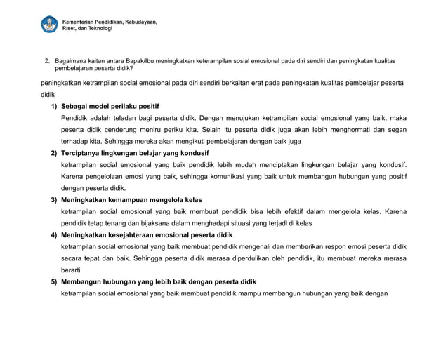 Koneksi Antar materi Pembelajaran sosial emosional | PPT