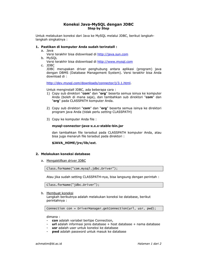 Koneksi java mysql | PDF