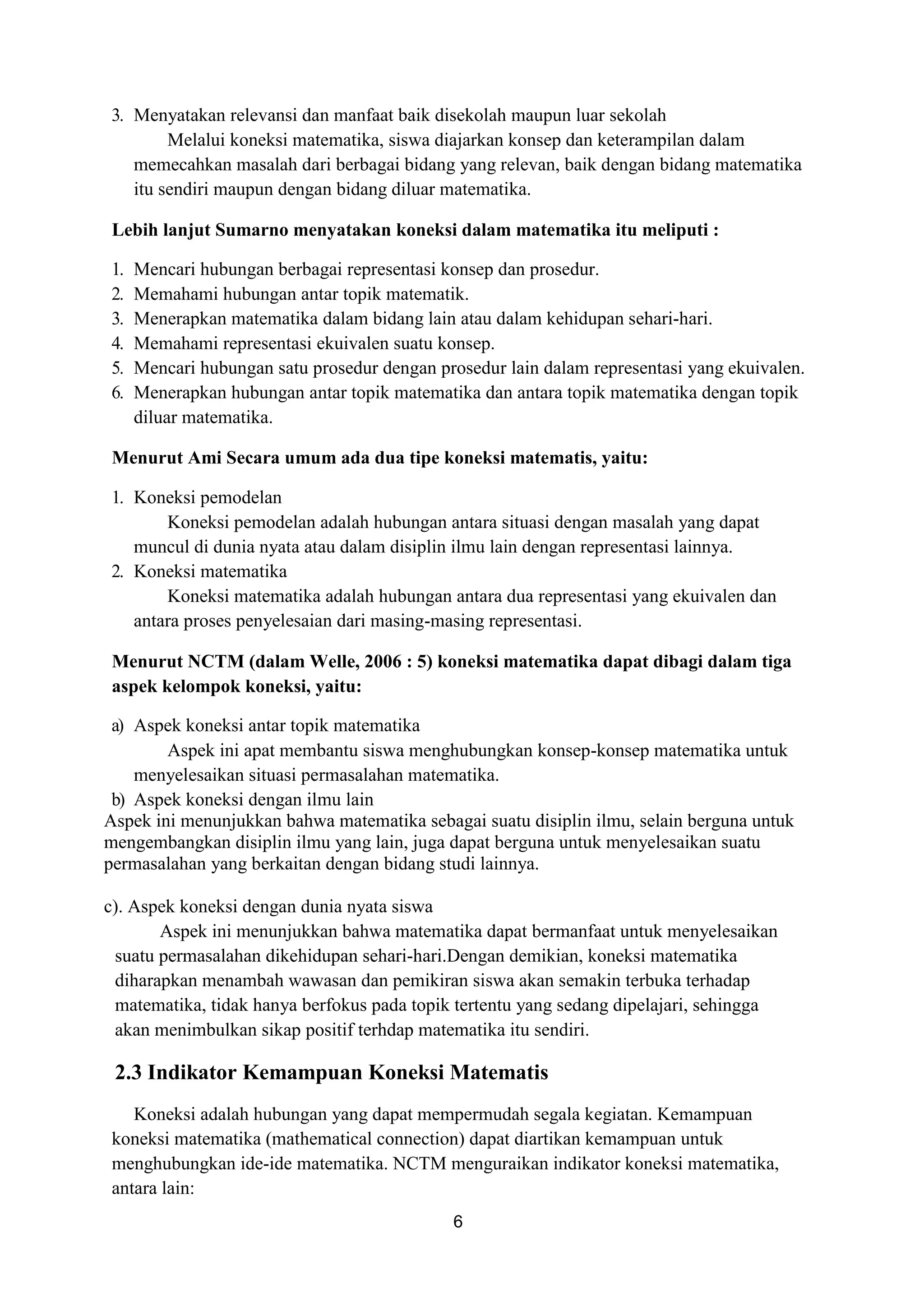 Koneksi matematika (standar proses) individu | PDF