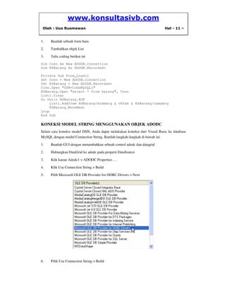Koneksi vb dengan database mysql | PDF