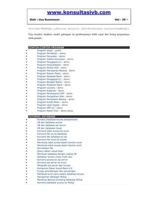 Koneksi vb dengan database mysql | PDF