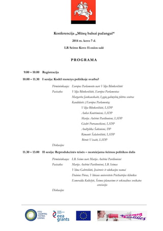 Konferencijos kvietimas ir programa (planuojama) | PDF