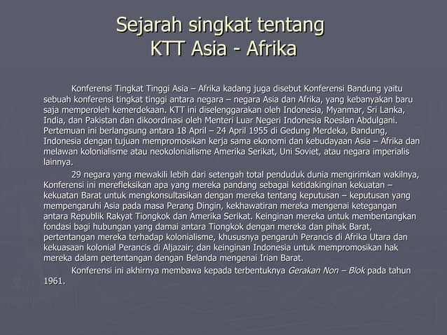 Konferensi Tingkat Tinggi Asia Afrika | PPT