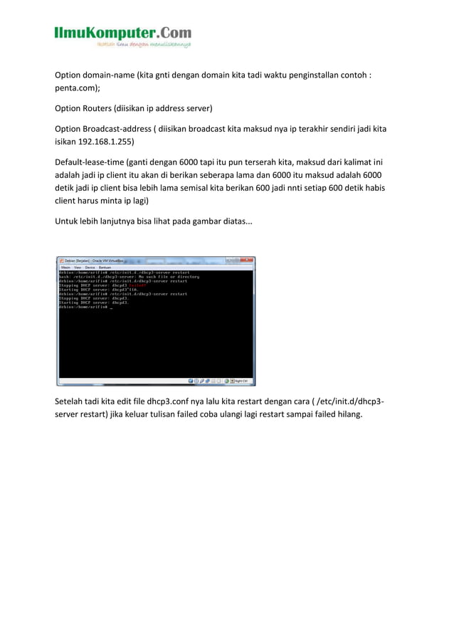 Konfigurasi dhcp (linux debian) | PDF