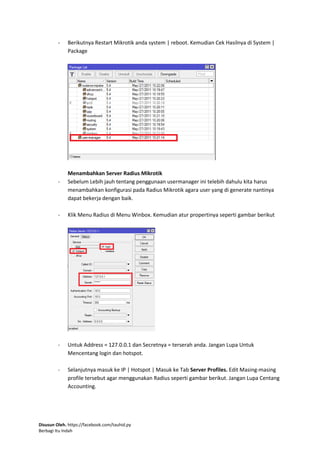 Konfigurasi mikrotik-dasar-hotspot-dan-warnet | PDF