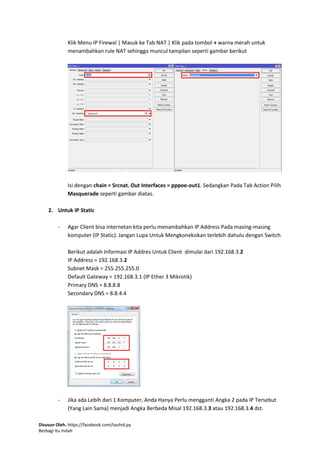 Konfigurasi mikrotik-dasar-hotspot-dan-warnet | PDF