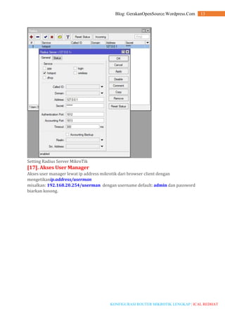 Konfigurasi router mikrotik lengkap | PDF