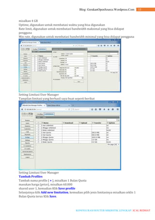 Konfigurasi router mikrotik lengkap | PDF