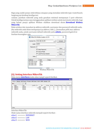 Konfigurasi router mikrotik lengkap | PDF