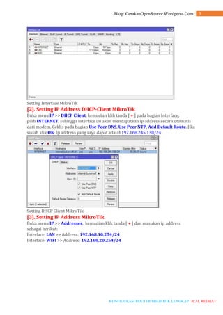 Konfigurasi router mikrotik lengkap | PDF
