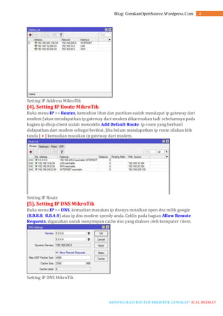 Konfigurasi router mikrotik lengkap | PDF