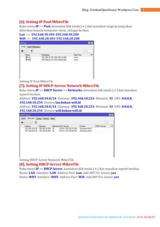 Konfigurasi router mikrotik lengkap | PDF