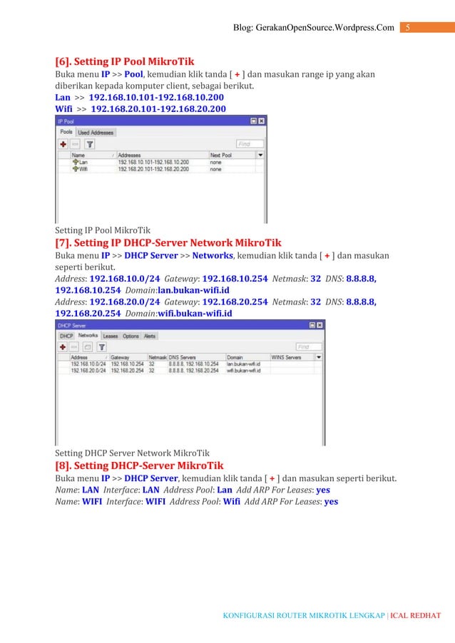 Konfigurasi router mikrotik lengkap | PDF