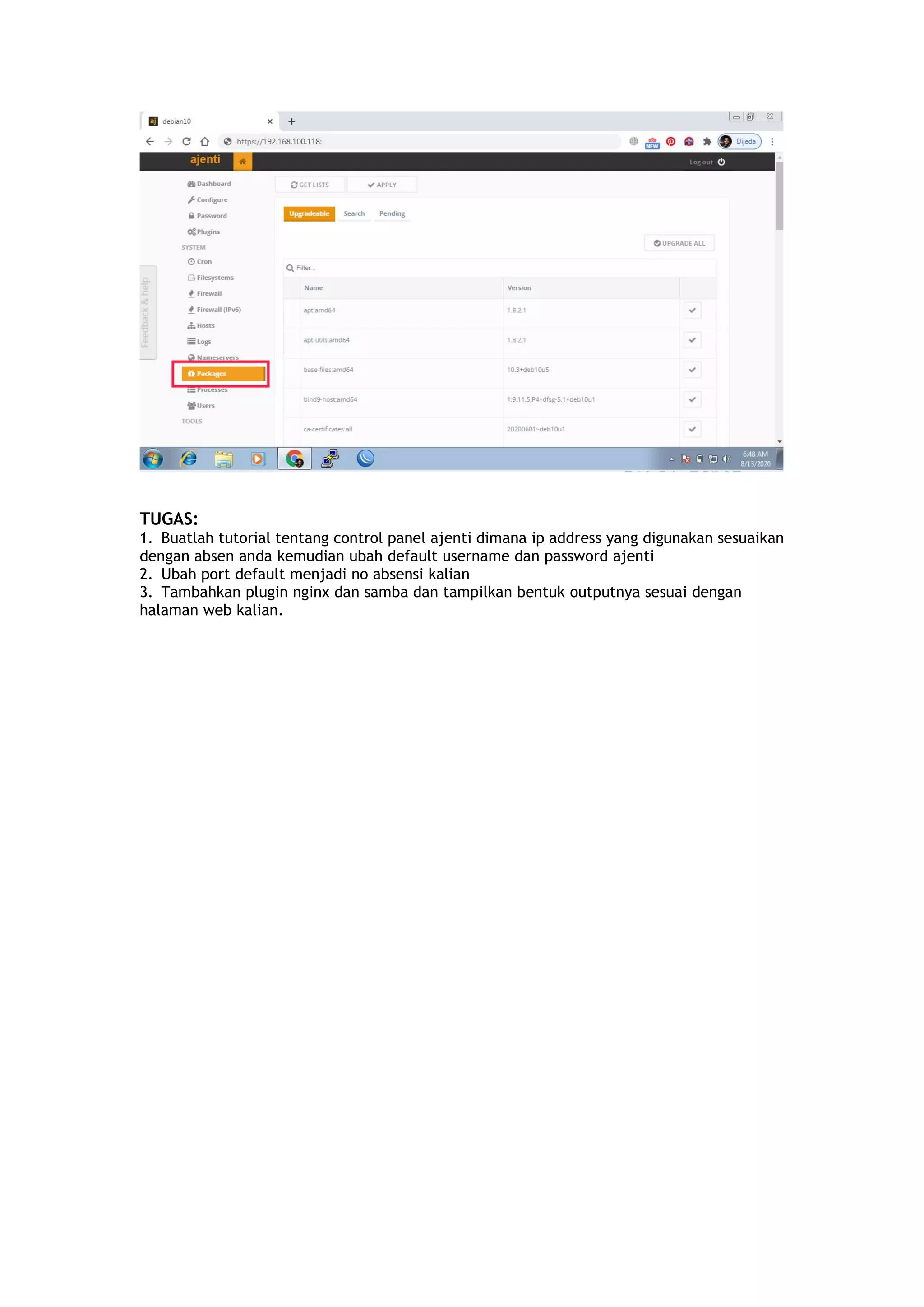 Konfigurasi control panel ajenti | PDF