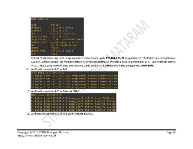 Konfigurasi DHCP Server dan DHCP Relay Agent di Mikrotik Menggunakan GNS3 | PDF