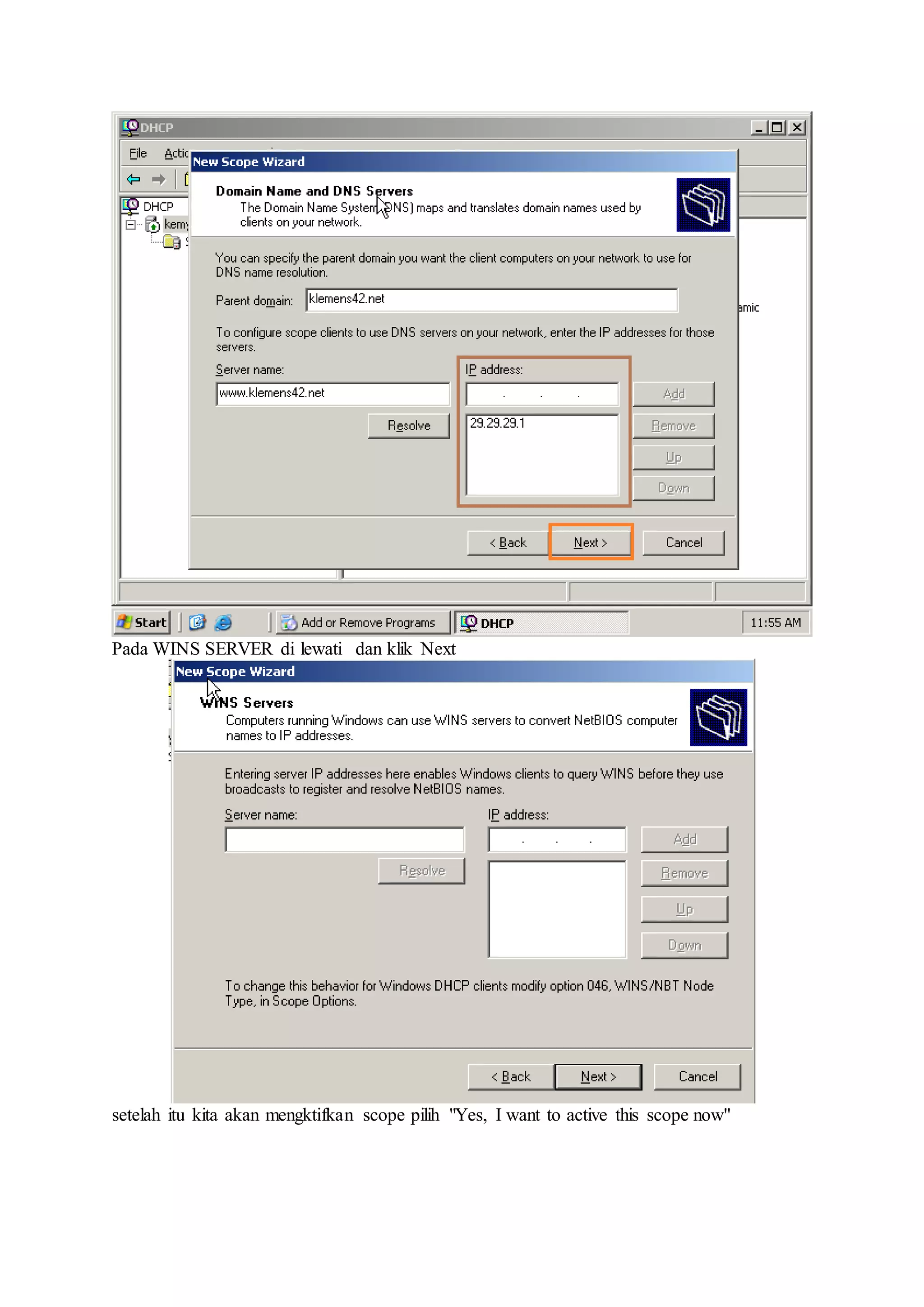Konfigurasi dhcp windows server 2003 | PDF