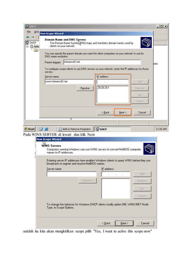Konfigurasi dhcp windows server 2003 | PDF