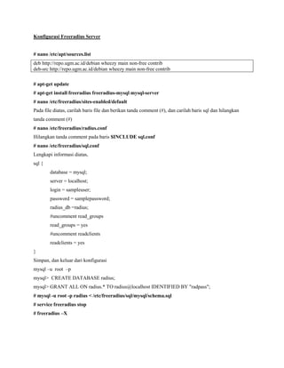 Konfigurasi freeradius server | PDF