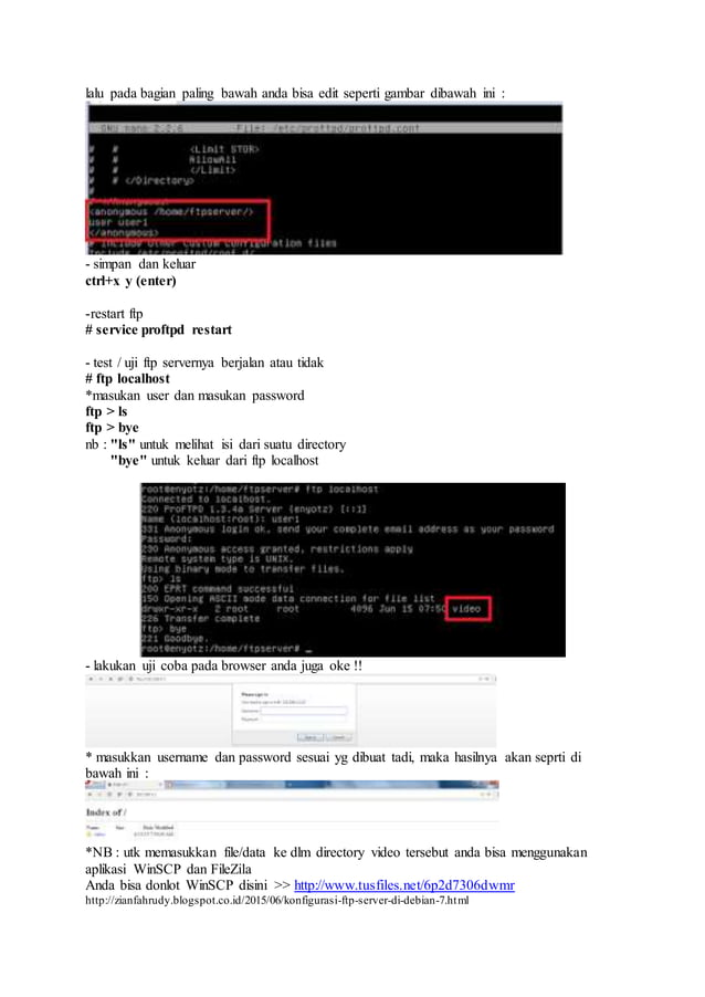Konfigurasi ftp server pada debian 7 | DOCX