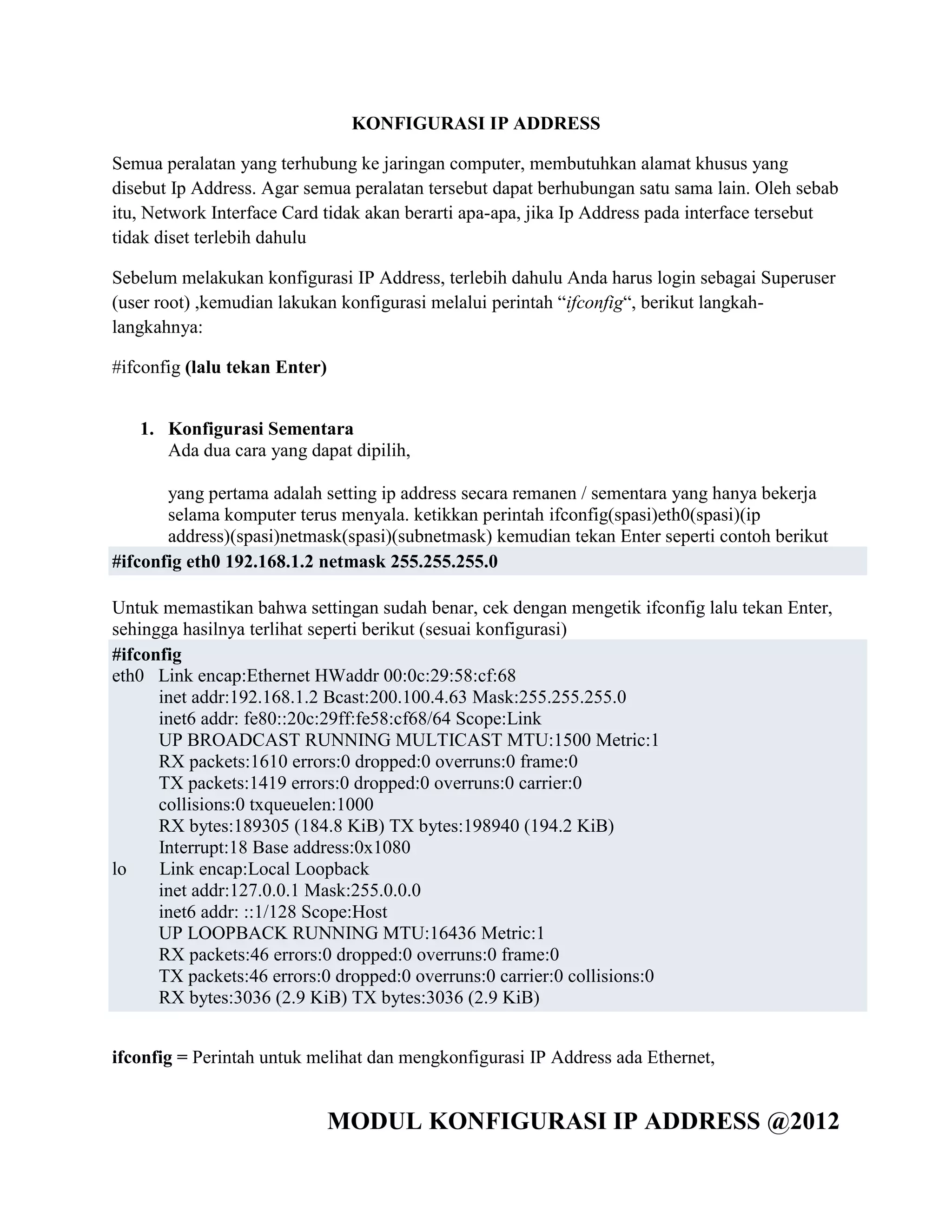 Konfigurasi ip address debian | PDF