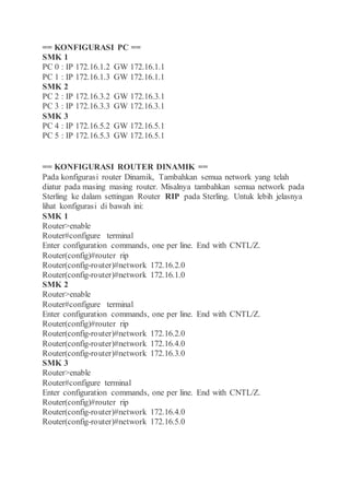 Konfigurasi routing dinamik dengan packet tracer | PDF