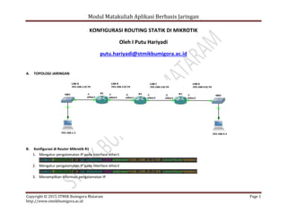 Konfigurasi Routing Statik di MikroTik | PDF