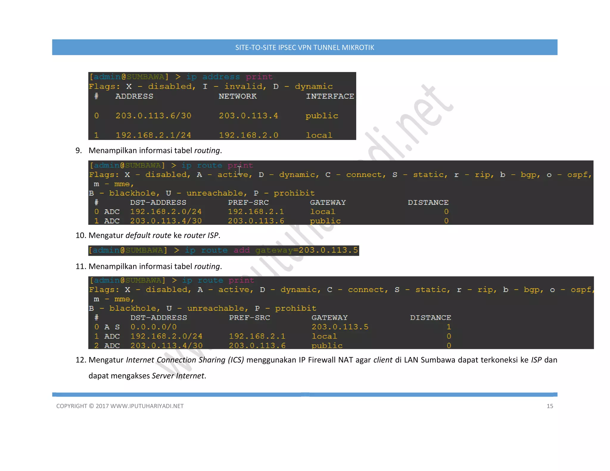 Konfigurasi Site-to-Site IPSec VPN Tunnel di Mikrotik menggunakan GNS3 | PDF