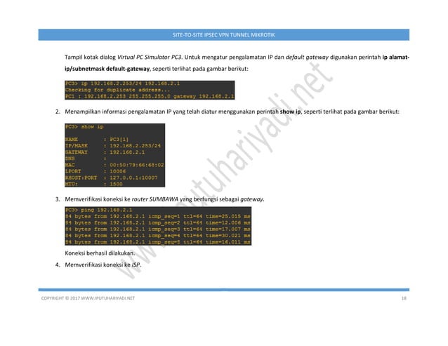 Konfigurasi Site-to-Site IPSec VPN Tunnel di Mikrotik menggunakan GNS3 | PDF