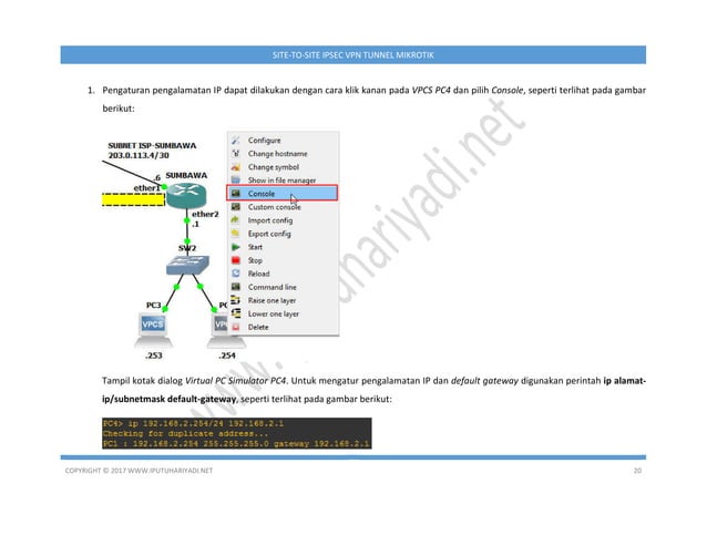 Konfigurasi Site-to-Site IPSec VPN Tunnel di Mikrotik menggunakan GNS3 | PDF