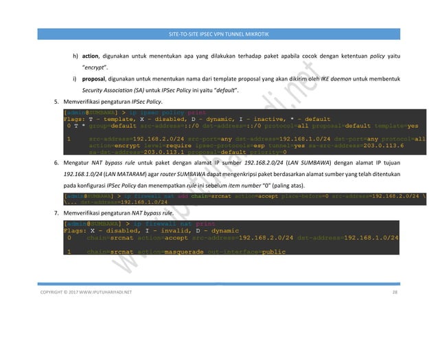 Konfigurasi Site-to-Site IPSec VPN Tunnel di Mikrotik menggunakan GNS3 | PDF