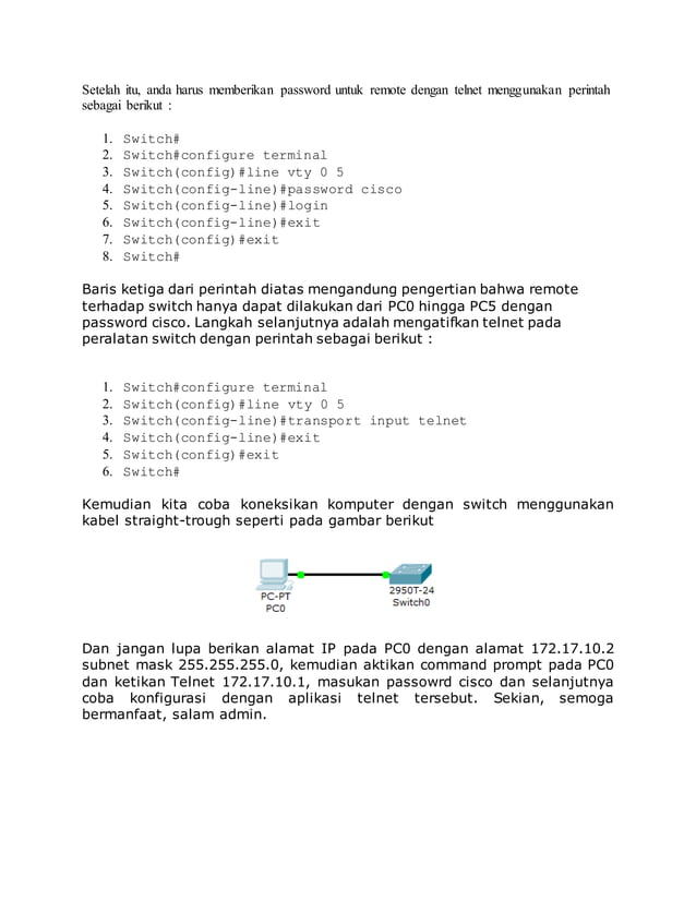 Konfigurasi switch pada peralatan cisco | DOCX