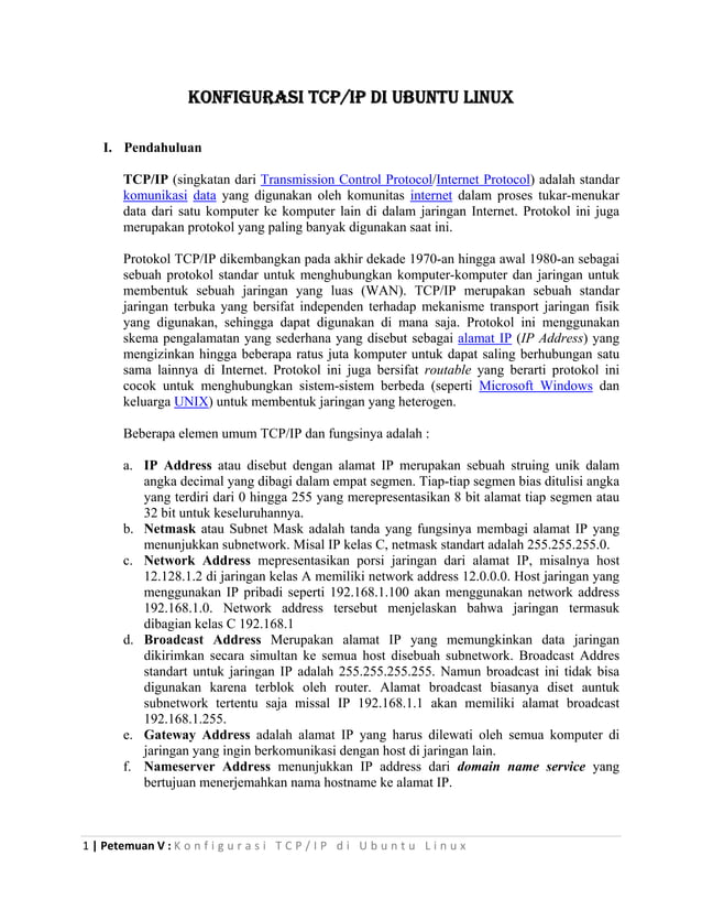 Konfigurasi tcp ip | PDF