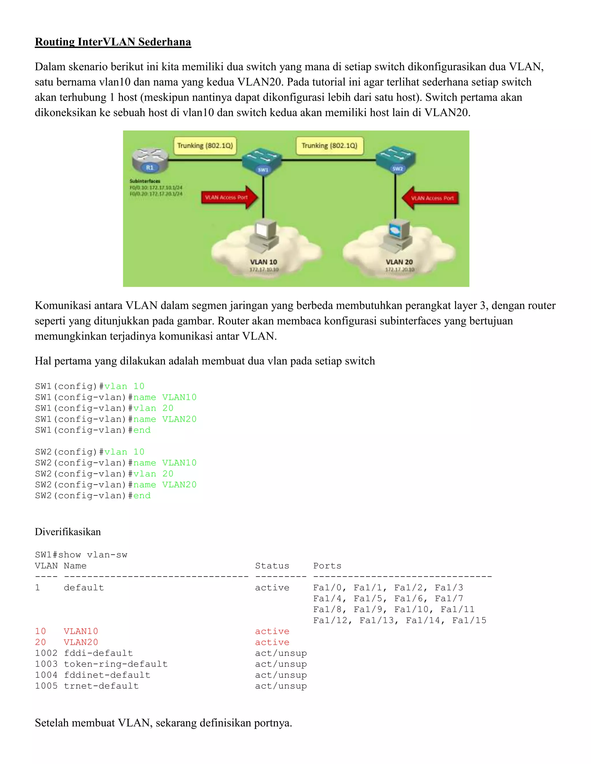 Konfigurasi vlan switch sederhana | PDF