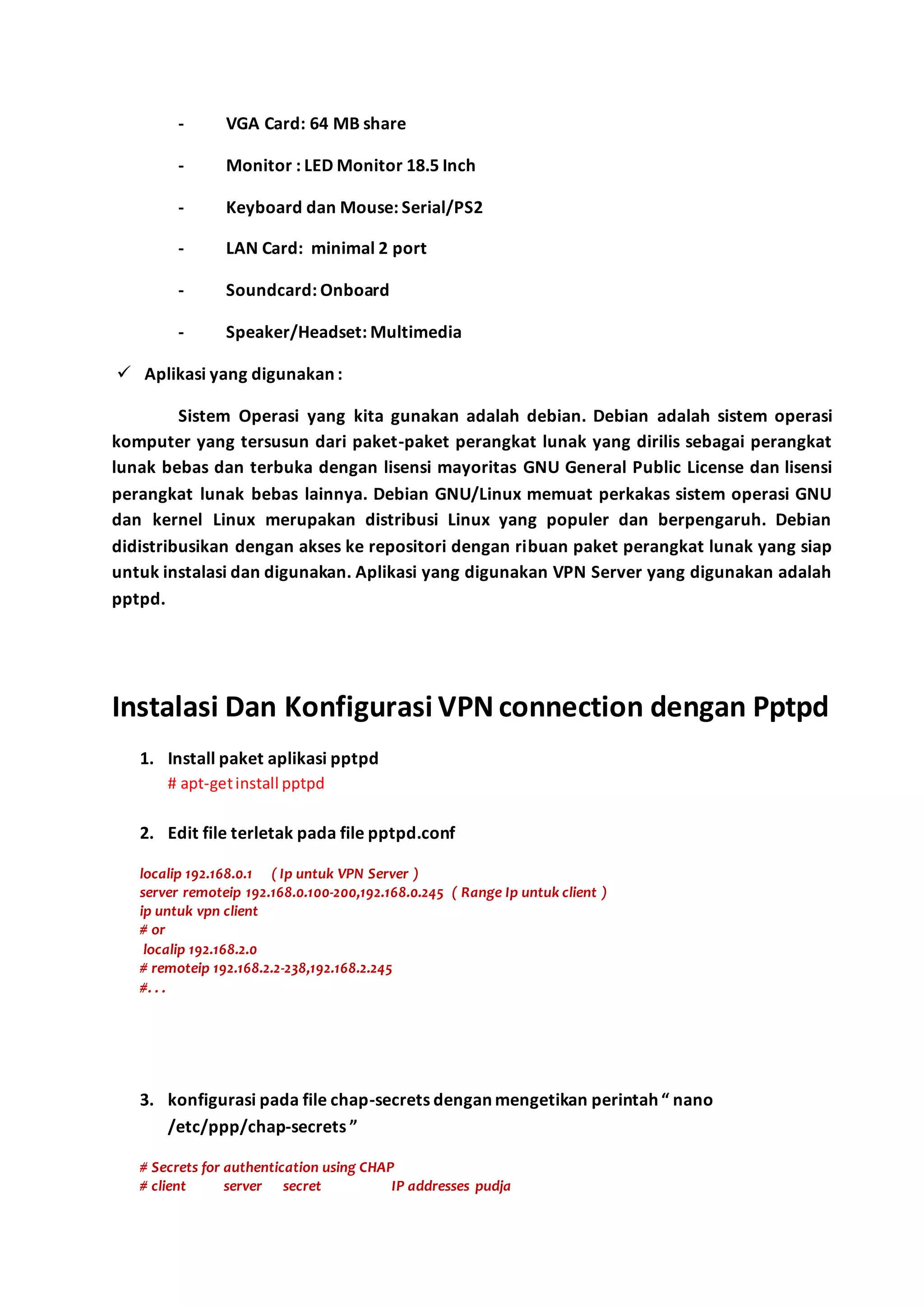 Konfigurasi vpn server | DOCX