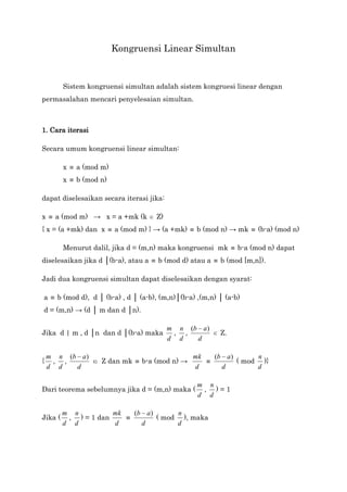 Kongruensi linear simultan | DOCX