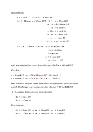 Kongruensi linear simultan | DOCX