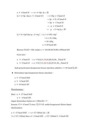 Kongruensi linear simultan | DOCX
