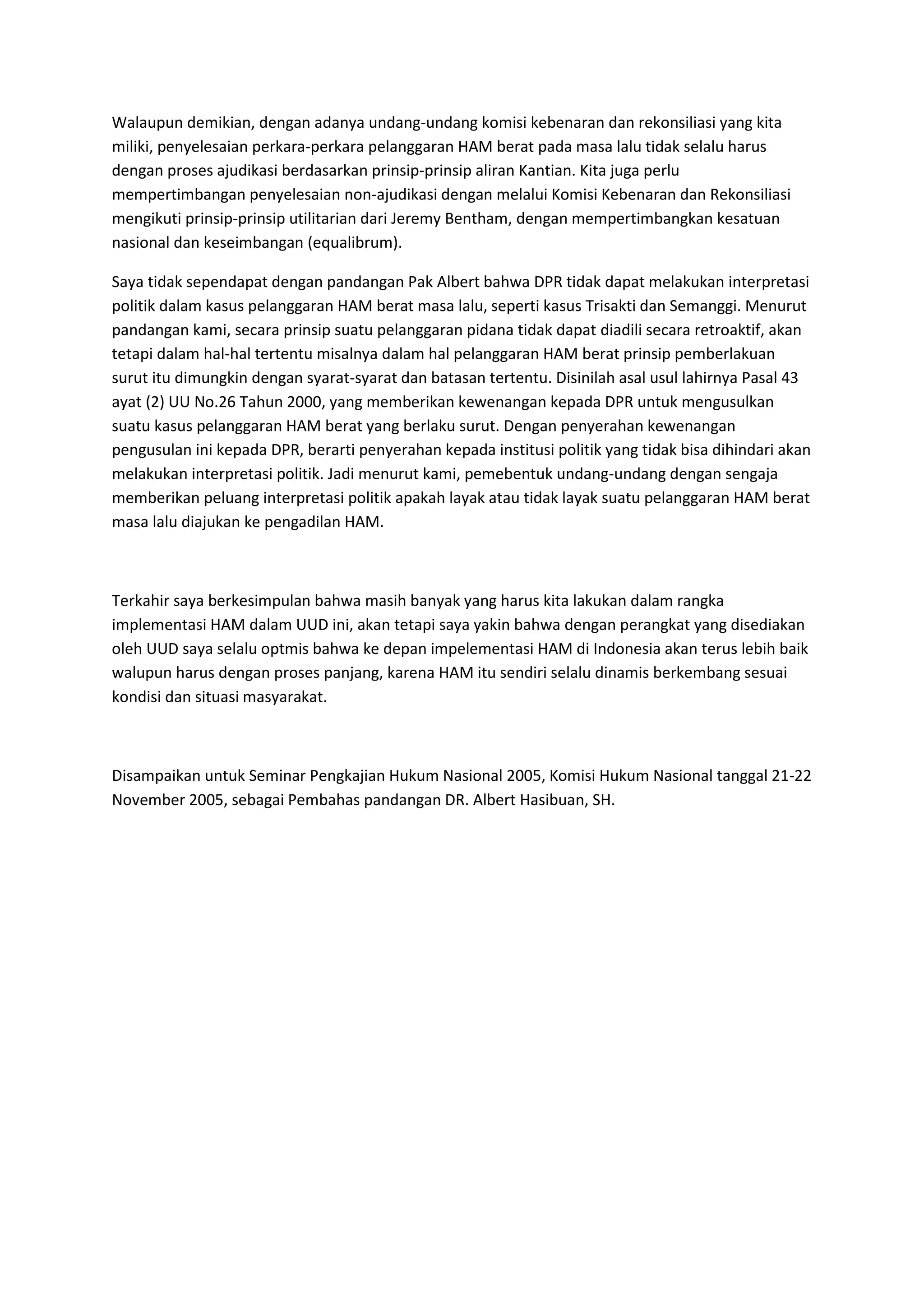 Konsekuensi implementasi ham dalam uud 1945 | PDF