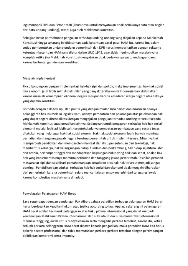 Konsekuensi implementasi ham dalam uud 1945 | DOCX