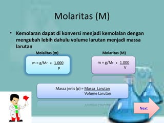 Konsentrasi dan sifat koligatif larutan | PPT