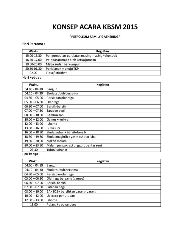Konsep acara kbsm 2015 | PDF