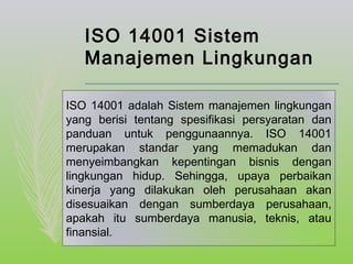 Konsep audit dan sistem manajemen lingkungan berdasarkan iso | PPT