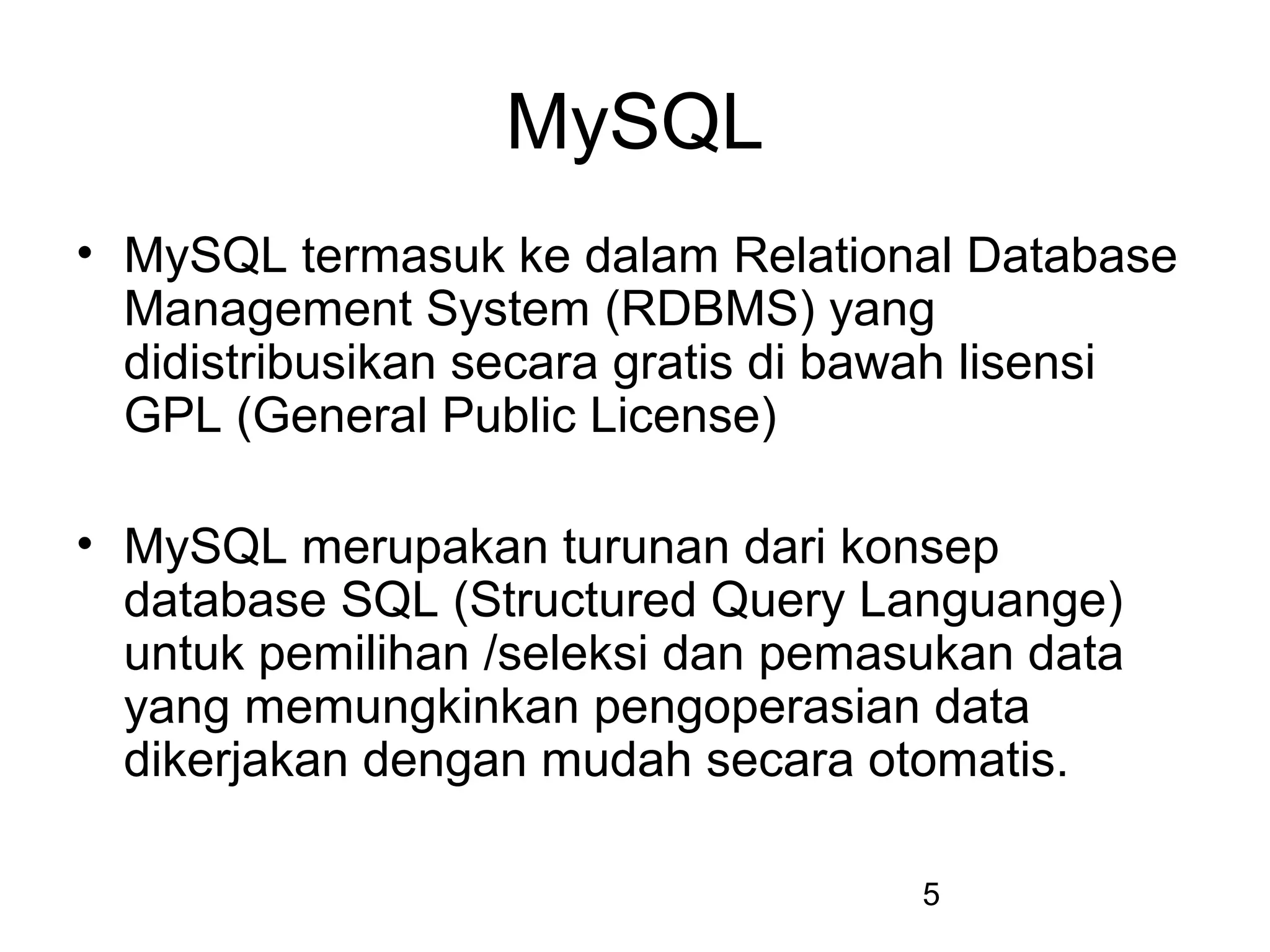 Konsep basis data pengantar my sql | PPT