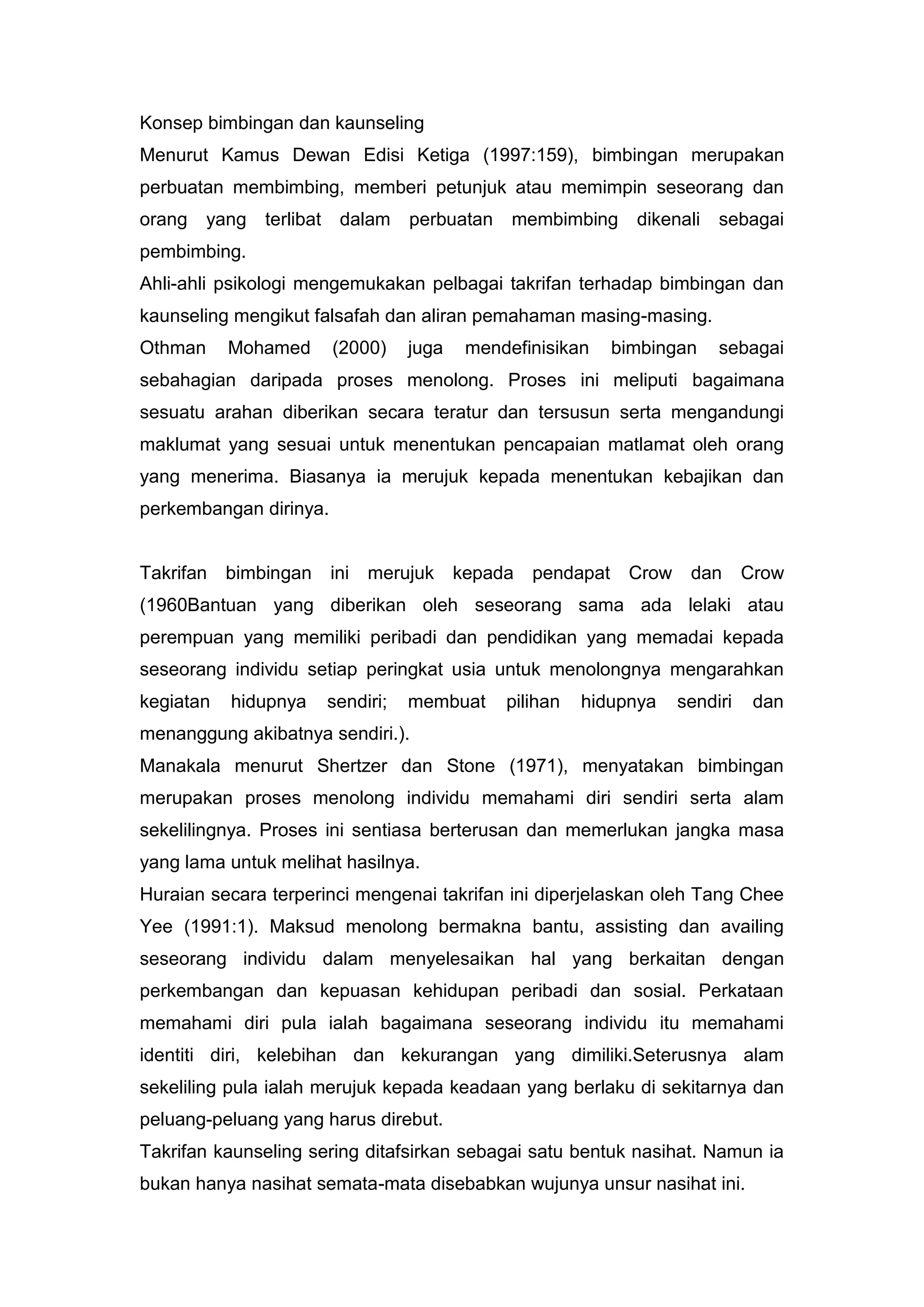 Konsep bimbingan dan kaunseling | DOCX